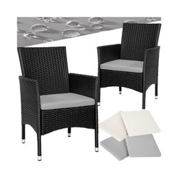 TecTake&reg; 2er Set Rattanstuhl, widerstandsf&auml;hig, 2 Bezugssets, 59 x 57 x 85 cm