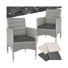 TecTake&reg; 2er Set Rattanstuhl, widerstandsf&auml;hig, 2 Bezugssets, 59 x 57 x 85 cm