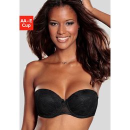 Push-up-BH Lascana "Chelina", Damen, Gr. 85, Cup B, schwarz, Spitze, Obermaterial: 80% Polyamid, 20% Elasthan, BHs Push-up-BH, mit abnehmbaren, normalen und transparenten Tr&auml;gern, Dessous