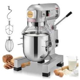 VEVOR Kommerzieller K&uuml;chenmixer, 10 l kommerzieller Standmixer mit 3 einstellbaren Geschwindigkeiten, 550 W Teigmixer mit Edelstahlsch&uuml;ssel und 3 Mixaufs&auml;tzen, ideal f&uuml;r Restaurant, B&auml;ckerei, Konditorei, Caf&eacute;