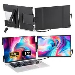 VEVOR 14-Zoll-Laptop-Bildschirm-Extender, tragbarer Full HD 1080P-Monitor f&uuml;r 13-17-Zoll-Laptops, Laptop-Monitor-Extender USB-C- und Mini-HDMI-Anschluss, kompatibel mit Mac, Wins, Android, Switch, PS4
