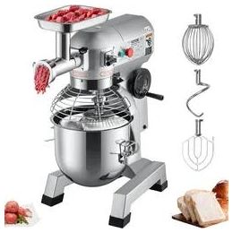 VEVOR K&uuml;chenmaschine, 1100 W Knetmaschine 20 L Edelstahl Kompakt K&uuml;chenmaschine 120 kg/h Fleischwolf, 20 L Sch&uuml;ssel, Standmixer 3 Geschwindigkeiten, Mixer Multifunktional Zerkleinerer