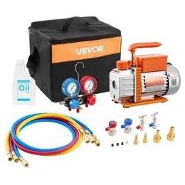 VEVOR Vakuumpumpe mit Manometer, 3,5 CFM 99 L/min, 180 W 1-stufige Drehschieber-Unterdruckpumpe, Vacuum Pump Kit f&uuml;r R134a, R22, R410a, R1234YF & R32, mit Tragetasche f&uuml;r Kfz-Klimaanlagen