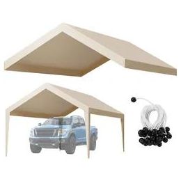 VEVOR Carport-Ersatzdach, 3,65x6,09 m, tragbare Garagenzeltplane, UV-best&auml;ndige Autounterstandsplane, Carport-Abdeckung mit Ballfangnetzen, Beige, Rahmen nicht im Lieferumfang enthalten