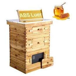 VEVOR Bienenstock, Zander Beute f&uuml;r 30 Rahmen, mit Bienenwachs beschichtetes Holz, 2 tiefe + 1 mittelgro&szlig;er Bienenkasten, Langstroth-Bienenstock-Set, transparente Acrylfenster mit Fundamenten
