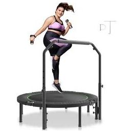 VEVOR Faltbares Mini-Trampolin Fitness-Rebounder 132 cm, 205 kg belastbares Tainingstrampolin, Rebounder Sport Trampolin Gartentrampolin mit 4-stufig h&ouml;henverstellbarem Griff & 40 Federn Trampoline