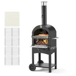 VEVOR Pizzaofen 12 Zoll Pellet&ouml;fen, 2-lagiger Pizzaofen mit Holzfeuerung, Holzbefeuerter Ofen Outdoor mit 2 abnehmbaren R&auml;dern, Pizzamaker mit H&ouml;chsttemperatur von 540 &deg;C zum Grillen