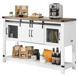 VEVOR Kaffeebarschrank 120 x 39,8 x 83 cm Bauernhaus-Kaffeebarschrank mit 4-stufigem Stauraum, Kaffeebartisch mit Scheunentoren, Sideboard-Buffetschrank f&uuml;r Wohnzimmer Eingangsbereich