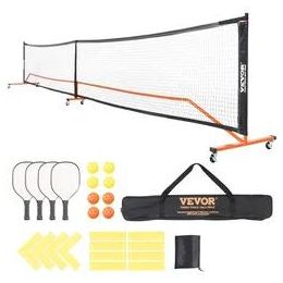VEVOR Pickleball-Netz-Set, tragbares Pickleball-System in regul&auml;rer Gr&ouml;&szlig;e mit Taschen, B&auml;llen, Paddeln, R&auml;dern und Spielfeldlinien, wetterbest&auml;ndigem Metallrahmen und PE-Netz, f&uuml;r die Einfahrt im Hinterhof im Freien