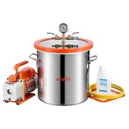 VEVOR Vakuumpumpe mit 18,9 L Vakuumkammer, 3,5 CFM 99 L/min, 180 W, 1-stufige Unterdruckpumpe, Vacuum Pump Kit, 1,5 m Schlauch, zur Stabilisierung von Holz & Entgasung von Silikonharz
