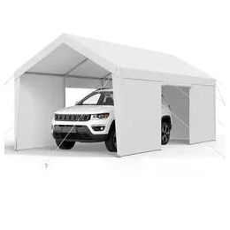 VEVOR Carport, 3,65x6,09x3,02 m Auto&uuml;berdachung, Zeltgarage mit abnehmbaren Seitenw&auml;nden & T&uuml;r, Autounterstand, UV-best&auml;ndig und wasserabweisend, Ganzjahresschutz f&uuml;r Auto und Boot, wei&szlig;