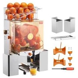 VEVOR Kommerzielle Orangenpresse Halbautomatischer 120-W-Entsafter, Edelstahl-Orangenpresse f&uuml;r 20 Orangen pro Minute, mit Wasserhahn & PC-Abdeckung Gewerbliche Zitruspresse Saftpresse Elektrisch