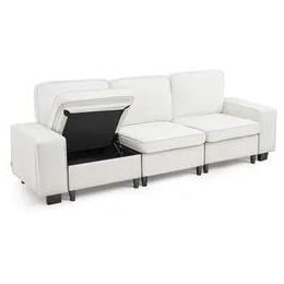 VEVOR Loungesofa modulares Sofa mit Stauraum unten, moderner Couch mit seitlichen Aufbewahrungstaschen & Metallrahmen, Schlafsofa ideal f&uuml;r Wohnzimmer, Schlafzimmer, Wohnung und B&uuml;ro, wei&szlig;