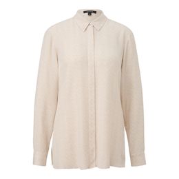Langarmbluse comma, Damen, Gr. 36, beige (beige aop), Web, Obermaterial: 100% Viskose, ca. Mitte Oberschenkel, Rundhals, Blusen Langarmbluse, aus Viskose, mit Minimal-Muster