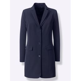 Longblazer Heine "Longblazer", Damen, Gr. 40, blau (marine), 95% Polyester, 5% Elasthan, Blazer Longblazer