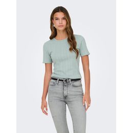 Kurzarmshirt Only "ONLTENNA O-NECK S/S TOP JRS NOOS", Damen, Gr. S, jadeite, Jersey, Obermaterial: 50% Baumwolle, 50% Polyester, unifarben, regular fit normal, Rundhals, Shirts Kurzarmshirt