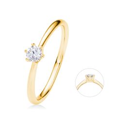 Diamantring ONE ELEMENT "0.2 ct Diamant Brillant Ring aus 585 Gelbgold" Gr. 59, gold, Fingerringe, Damen, 59,mit Brillant, Gelbgold 585, Diamantring