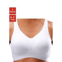 Soft-BH Petite Fleur, Damen, Gr. 85, Cup F, schwarz-wei&szlig; (wei&szlig;, schwarz), Jersey, Obermaterial: 90% Baumwolle, 10% Elasthan, Basic, BHs Soft-BH, ohne B&uuml;gel, in abdeckender Schnittform