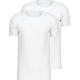 T-Shirt Calida "Natural Benefit", Damen, Gr. M (50), wei&szlig;, Single Jersey, Obermaterial: 94% Baumwolle, 6% Elasthan, unifarben, eng h&uuml;ftbedeckend, Rundhals, Shirts T-Shirt, Rundhals-Ausschnitt, kurz&auml;rmelig, Single Jersey, elastisch, weich
