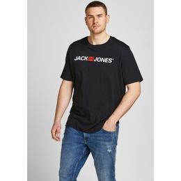 Jack & Jones PlusSize T-Shirt "CORP mit Print und bequemem Rundhals", Herren, Gr. 5XL, schwarz, Single Jersey, Obermaterial: 100% Baumwolle, JACK & JONES PLUSSIZE, bedruckt, normal normal, Rundhals, Shirts T-Shirt, bedruckt, modisch, regular fit, Baumwolle, Rundhals