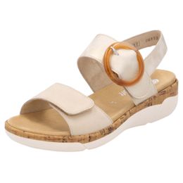 Keilsandalette Remonte, Damen, Gr. 41, beige (hellbeige), Leder, Lederimitat, Schuhe Keilsandalette, Sommerschuh, Riemchensandale, praktische Klettverschl&uuml;sse