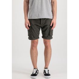 Cargoshorts Alpha Industries "Crew Short", Herren, Gr. 38, N-Gr, grau (grauschwarz), Web, Obermaterial: 98% Baumwolle, 2% Elasthan, unifarben, slim fit kniefrei, Hosen Cargoshorts