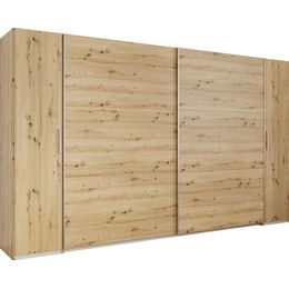 Schwebet&uuml;renschrank Rauch "Kleiderschrank Dreht&uuml;renschrank Schrank Garderobe KRONACH TOPSELLER", braun (eiche artisan, griffleisten alu), B:354cm H:210cm T:59cm, Holzwerkstoff, Schr&auml;nke, Schwebet&uuml;renschrank, mit Dreh- und Schwebet&uuml;ren und vielen Einlegeb&ouml;den MADE IN GERMANY