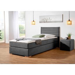 Boxspringbett Home Affaire "&Ouml;stermoor", grau (anthrazit), B:118cm L:205cm, Komplettbetten, Boxspringbett, in H2, H3 oder H4 erh&auml;ltlich