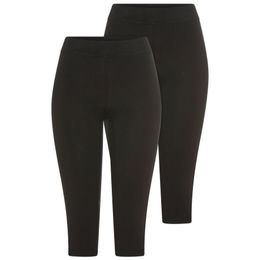 3/4-Leggings YSABEL MORA, Damen, Gr. L, N-Gr, schwarz, Single Jersey, Obermaterial: 95% Baumwolle, 5% Elasthan, 3/4-L&auml;nge, Hosen 3/4-Leggings, elastischer Bund, Baumwollmix