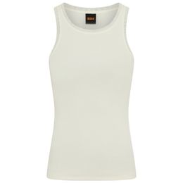 Ripptanktop BOSS Orange "Eplie Premium Damenmode", Damen, Gr. M, open wei&szlig; 118, Feinripp, Obermaterial: 98% Baumwolle, 2% Elasthan, unifarben, figurbetont h&uuml;ftlang, Rundhals, Tops Ripptanktop, mit Mesh-Details