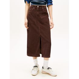 Cordrock Tommy Jeans "TJW CLAIRE UTILITY SKIRT CORD", Damen, Gr. 27, rich braun, Cord, Obermaterial: 100% Baumwolle, unifarben, gerade ca. Mitte Wade, R&ouml;cke Cordrock