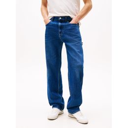 Loose-fit-Jeans Tommy Jeans "Jamie Loose Straight", Herren, Gr. 32, L&auml;nge 34, blau (denim schwarz), Denim/Jeans, Obermaterial: 99% Baumwolle, 1% Elasthan, loose fit kn&ouml;chellang, Jeans Loose-fit-Jeans, mit Hammerschlaufe