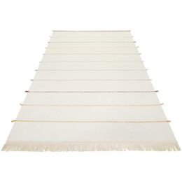 Wollteppich Esprit "Lina ESP-2205", beige, B:130cm H:5mm L:190cm, Baumwolle, Schurwolle, Teppiche, Wollteppich, Naturfaserteppich mit Fransen, modernes Design, Wohnzimmer