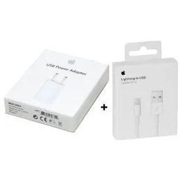 Original Apple USB Lightning 1m Ladekabel + Ladeger&auml;t f&uuml;r iPhone 6 7 8 10 X Plus