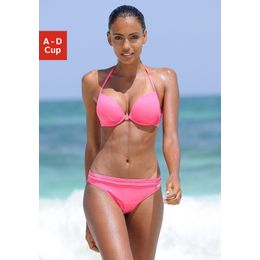Push-Up-Bikini-Top Buffalo "Happy", Damen, Gr. 36, Cup C, rosa, Microfaser, Polyamid, unifarben, Bikini-Oberteile Push-Up-Bikini-Top, in mehreren Trendfarben