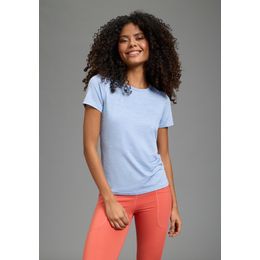 Funktionsshirt OCEAN SPORTSWEAR, Damen, Gr. 44, blaumelange, Jersey, Obermaterial: 95% Polyester, 5% Elasthan, meliert, figurbetont h&uuml;ftlang, Rundhals, Shirts Funktionsshirt, figurbetonte Passform, halbarm, schnell trocknendes Jersey-Material, Topseller