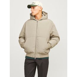 Jack & Jones Bomberjacke JACK & JONES "JCOCOLLECTIVE BOMBER JACKET SN", Herren, Gr. L, beige (crockery), Web, Obermaterial: 100% Polyester, unifarben, regular fit, Rippb&uuml;ndchen, Jacken Bomberjacke