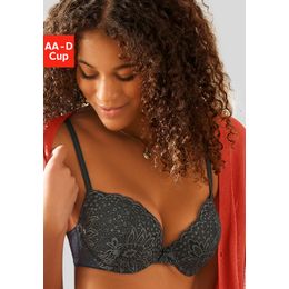 Push-up-BH Vivance, Damen, Gr. 85, Cup C, gr&uuml;n (schwarz forest), Microtouch, Obermaterial: 60% Polyamid, 35% Polyester, 5% Elasthan, BHs Push-up-BH, rundherum mit floraler Spitze, Dessous