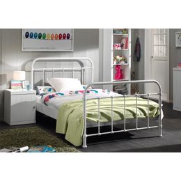 Einzelbett Vipack "New York, Bettgestell Metall, pulverbeschichtet, in zeitlosem Design", wei&szlig;, B:95cm H:100cm L:210cm, Betten, Einzelbett, zwei Breiten und mehrere Farben zu Auswahl