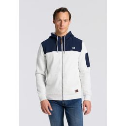 Sweatjacke OCEAN SPORTSWEAR, Herren, Gr. 4XL (68/70), wei&szlig; (blau melange), angeraute Sweatware, Obermaterial: 65% Baumwolle, 35% Polyester, kontrastfarbene Details, Basic schmal h&uuml;ftlang, hoch geschlossener Ausschnitt, Rippb&uuml;ndchen, Sweatjacken Sweatjacke, Innen weich angeraut
