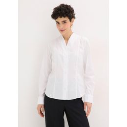 bonprix Popeline Stretchbluse mit Kelchkragen und leichter Transparenz, wei&szlig;, Gr.46, elegante Popelinebluse mit Kelchkragen, leicht transparent, 72% Baumwolle