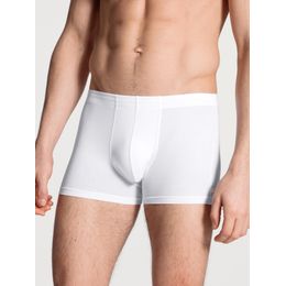 Boxer Calida "Focus", Herren, Gr. S (46/48), wei&szlig;, Single Jersey, Obermaterial: 47% Lyocell (TENCEL&trade;), 46% Baumwolle, 7% Elasthan, unifarben, normal, Unterhosen Boxer, mit bezogenem Bund, Single Jersey, weiche Haptik, elastisch