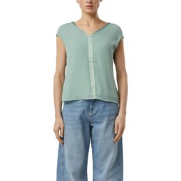 Kurzarmshirt comma, Damen, Gr. 34, mint, Single Jersey, Obermaterial: 93% Viskose, 7% Elasthan. Futter: 93% Viskose, 7% Elasthan, unifarben, tailliert h&uuml;ftbedeckend, V-Ausschnitt, Shirts Kurzarmshirt, mit Viskose