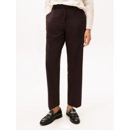 Anzughose Tommy Hilfiger "TIMELESS WOOL SLIM STRT PANT", Damen, Gr. 38, N-Gr, deep burgundy, Web, Obermaterial: 54% Polyester, 44% Wolle, 2% Elasthan, unifarben, slim fit kn&ouml;chellang, Hosen Anzughose, mit Wolle