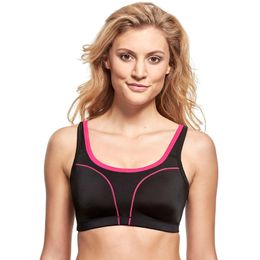 Sport-BH SuSa "Move high", Damen, Gr. 90, Cup E, schwarz (schwarz, pink), Microtouch, Obermaterial: 47% Polyester, 42% Polyamid, 11% Elasthan, bequem, BHs Sport-BH, nahtlos vorgeformte Cups, Microfaser, elastisch