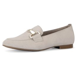 Slipper Gabor, Damen, Gr. 40, beige (hellbeige), Ziegenveloursleder, unifarben, Schuhe Slipper, Loafer, Halbschuh, Businessschuh mit edler Zierschnalle