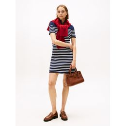 Jerseykleid Tommy Hilfiger "CO JERSEY MID GG SHIFT S/S DRESS", Damen, Gr. XL (42), N-Gr, placed thin wei&szlig; stp sweaters, Jersey, Obermaterial: 85% Baumwolle, 15% Polyamid, gestreift, Kleider Jerseykleid