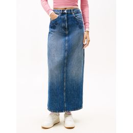 Jeansrock Tommy Jeans "LAYLA MAXI SKIRT CBF DI2057", Damen, Gr. 27, blau (denim schwarz), Denim/Jeans, Obermaterial: 100% Baumwolle, unifarben, lang, R&ouml;cke Jeansrock, mit Stickerei