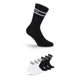 Socken Fila "UNISEX LIFESTYLE PLAIN SOCKS", Damen, Gr. 43-46, schwarz, wei&szlig;, Baumwollmischung, normal, Socken Socken, mit eingestricktem Logo