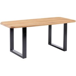 Esstisch MASSIVLINE & MORE "Porto, Vierfu&szlig;tisch, K&uuml;chentisch, Tisch, Esstisch, Holztisch", schwarz (u, gestell,braun, schwarz, braun), B:140cm H:75cm T:90cm, Tische, Esstisch, Platte massiv, Gestell Metall pulverbeschichtet schwarz